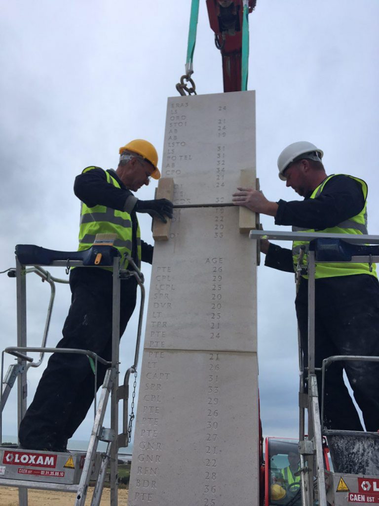 FIRST MEMORIAL PILLARS ERECTED – British Normandy Memorial
